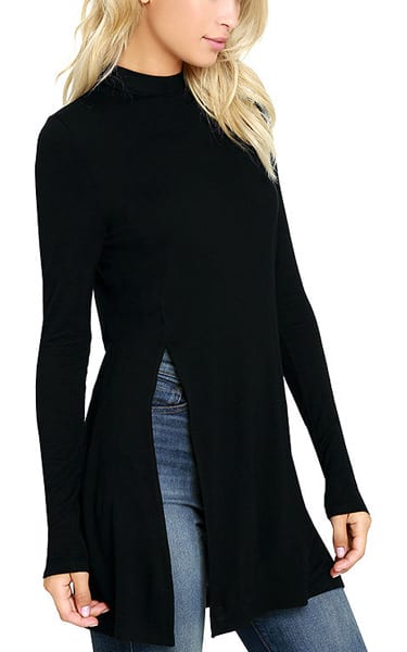 Eyes On Me Black Long Sleeve Tunic Top - BestFashionHQ.com