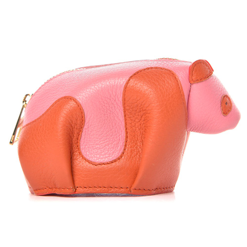 LOEWE Calfskin Panda Coin Purse Orange Pink - BestFashionHQ.com