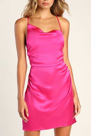 Unique Look Hot Pink Asymmetrical Backless Mini Dress - BestFashionHQ.com